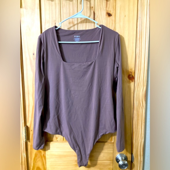 Pumiey | Tops | Pumiey Size 2xl Lattecolored Stretch Bodysuit With ...